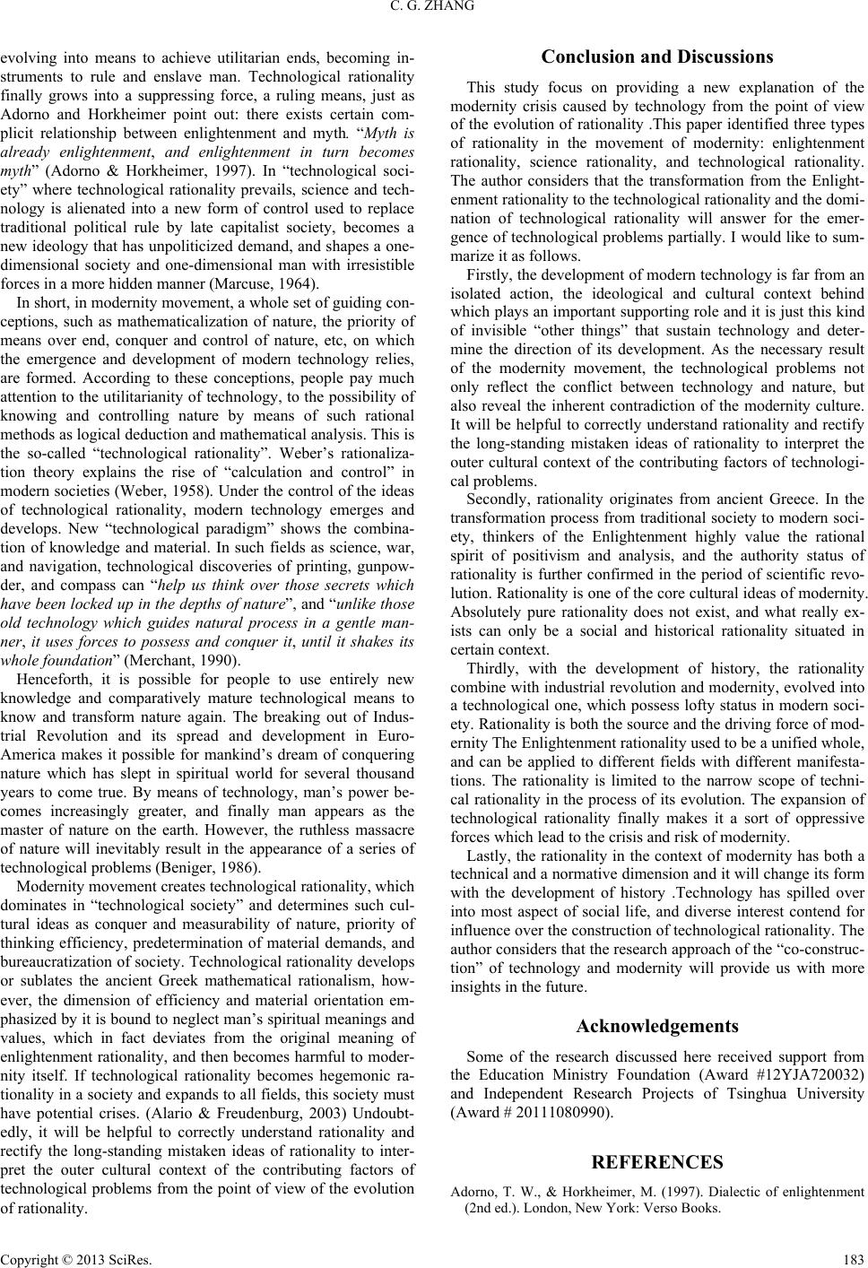 The Evolution of Rationality and Modernity Crisis
