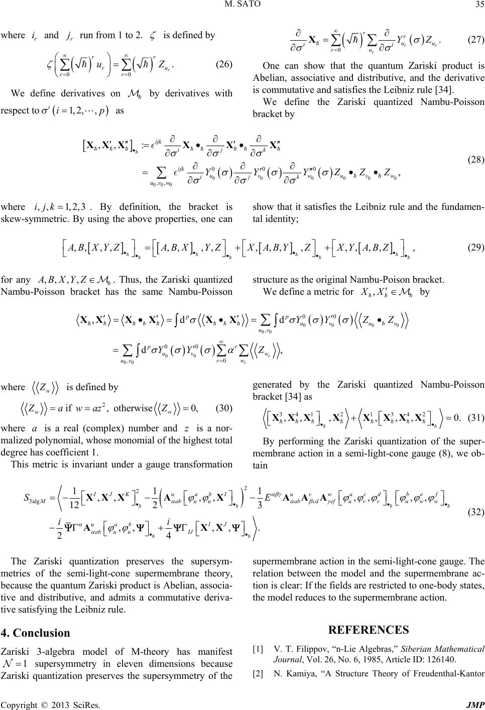 Zariski 3-Algebra Model of M-Theory