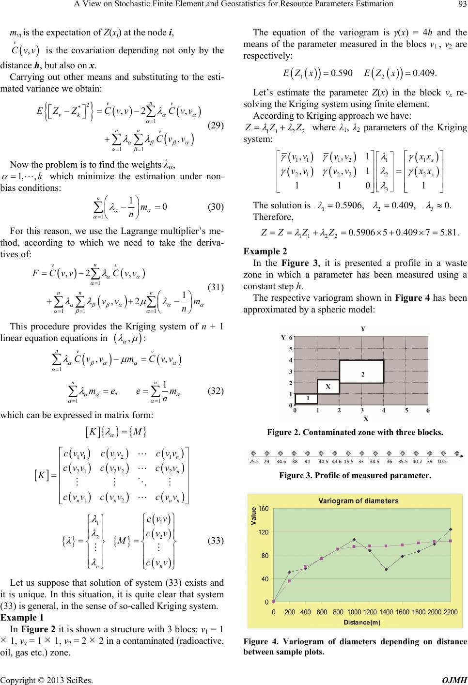 A View On Stochastic Finite Element And Geostatistics For Resource Parameters Estimation