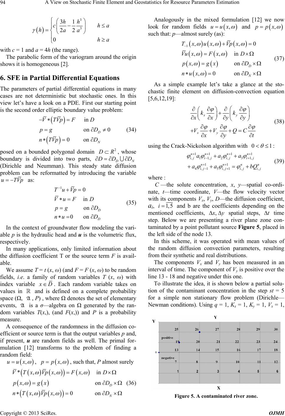 A View On Stochastic Finite Element And Geostatistics For Resource Parameters Estimation