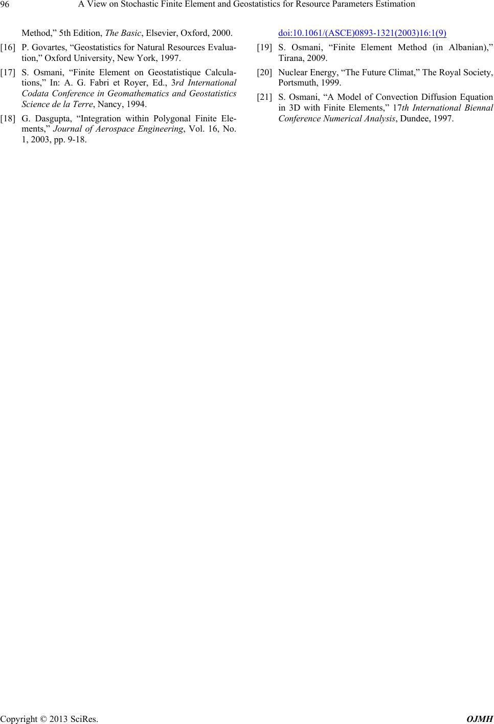 A View On Stochastic Finite Element And Geostatistics For Resource Parameters Estimation