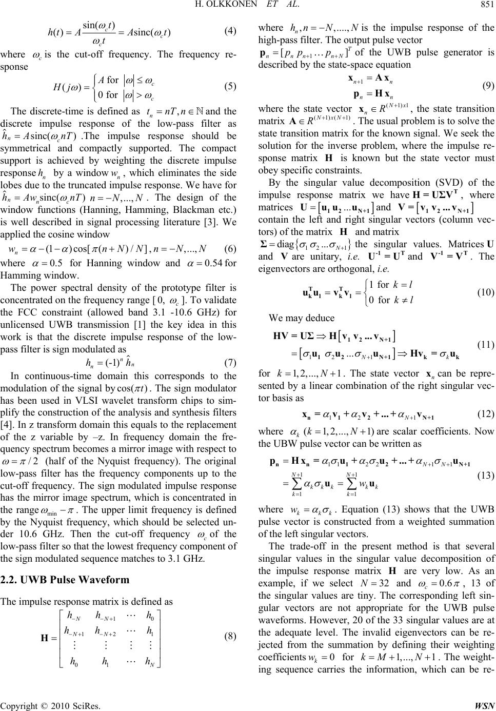 Design Of Orthogonal Uwb Pulse Waveform For Wireless Multi Sensor
