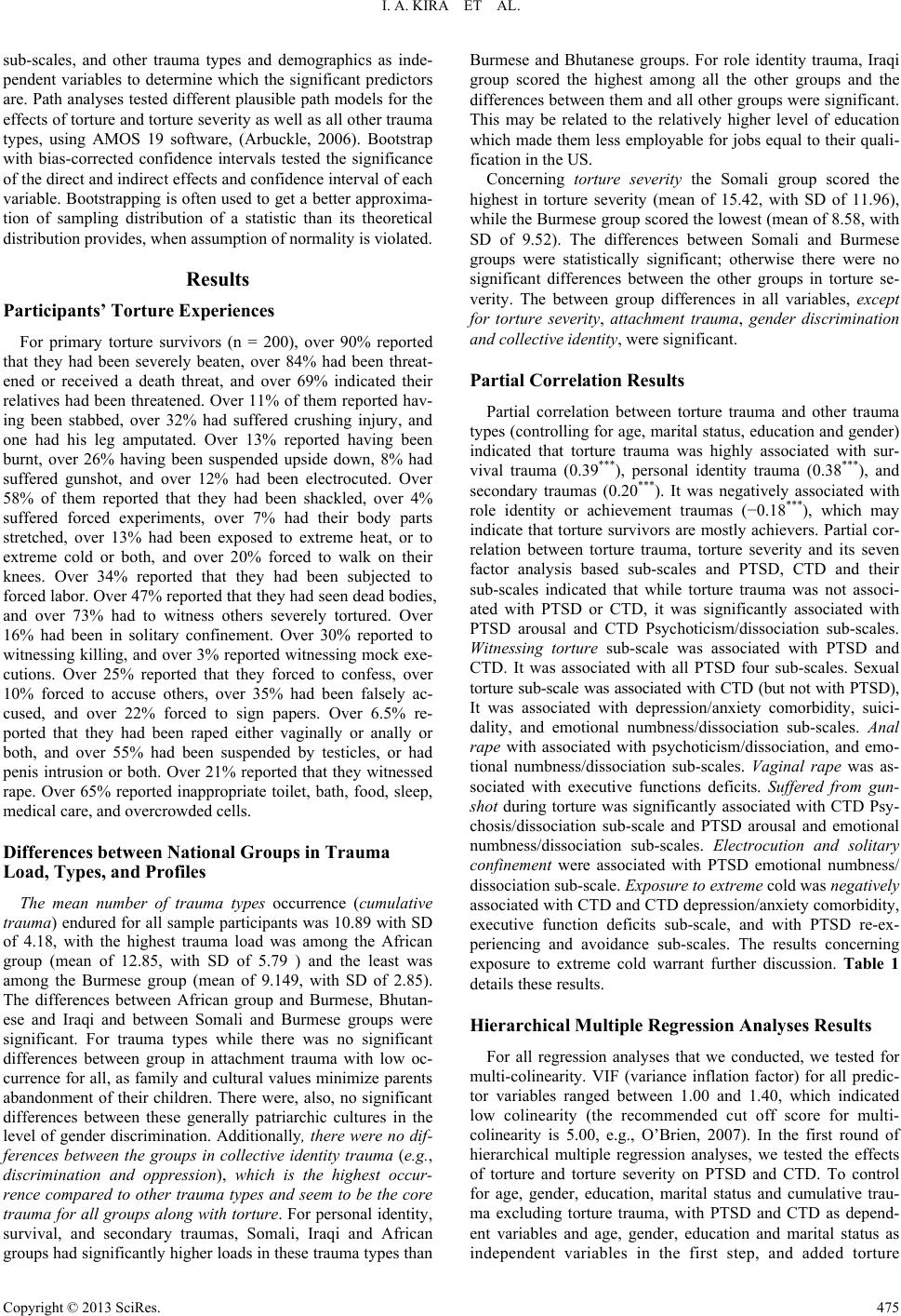 The Mental Health Effects of Torture Trauma and Its Severity: A ...