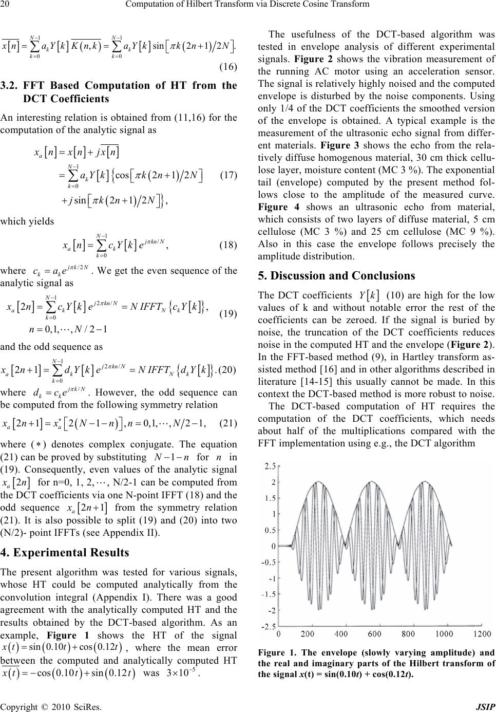 Computation Of Hilbert Transform Via Discrete Cosine Transform