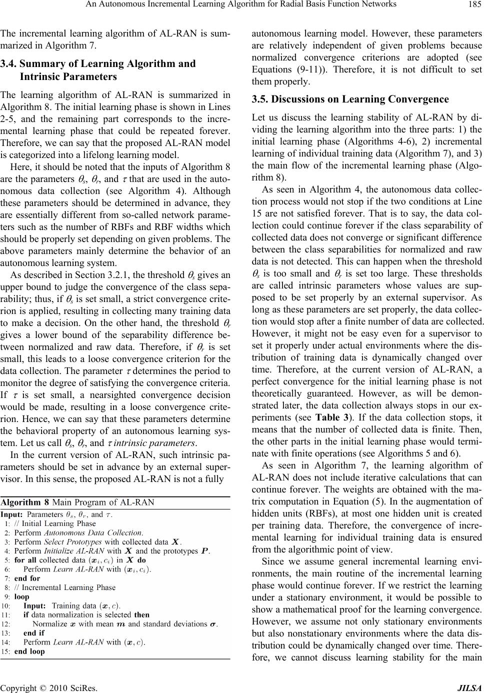 An Autonomous Incremental Learning Algorithm for Radial Basis Function Networks