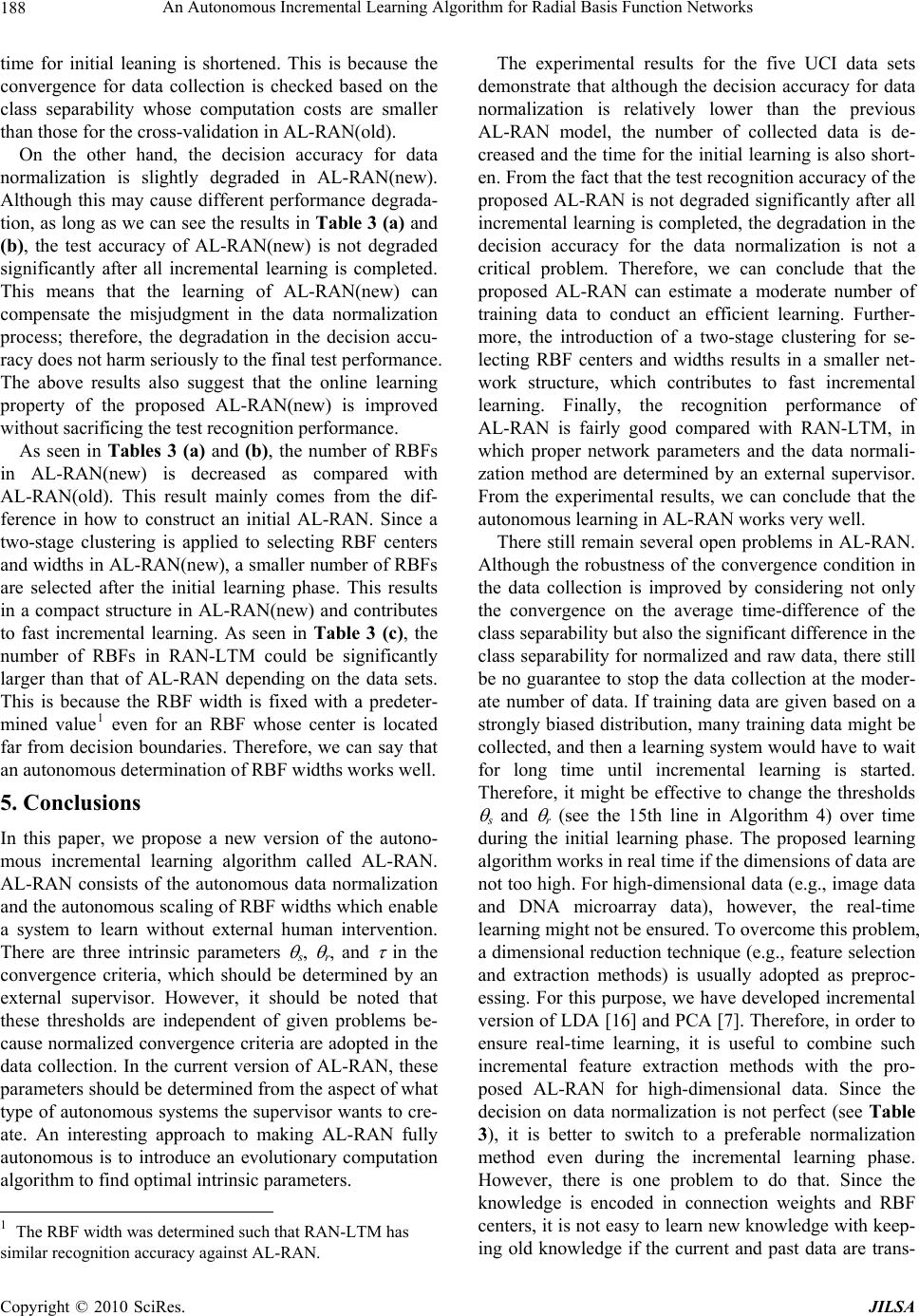 An Autonomous Incremental Learning Algorithm for Radial Basis Function Networks
