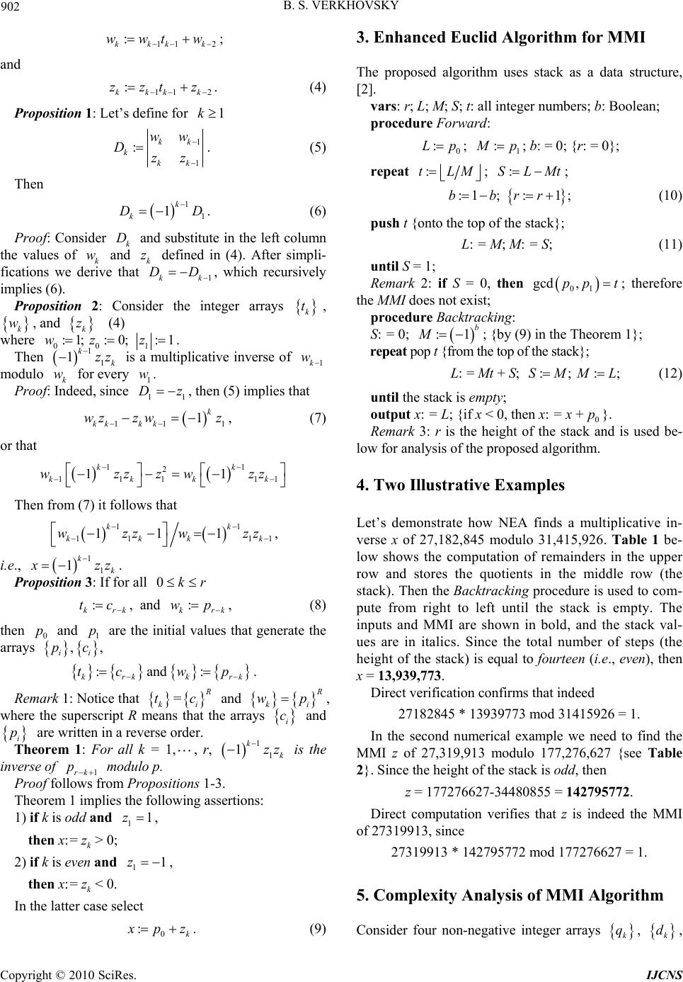 Enhanced Euclid Algorithm for Modular Multiplicative Inverse and Its Application in ...