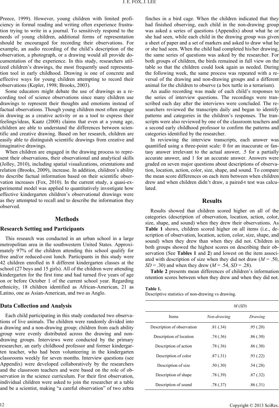 When Children Draw vs When Children Don’t: Exploring the Effects of ...