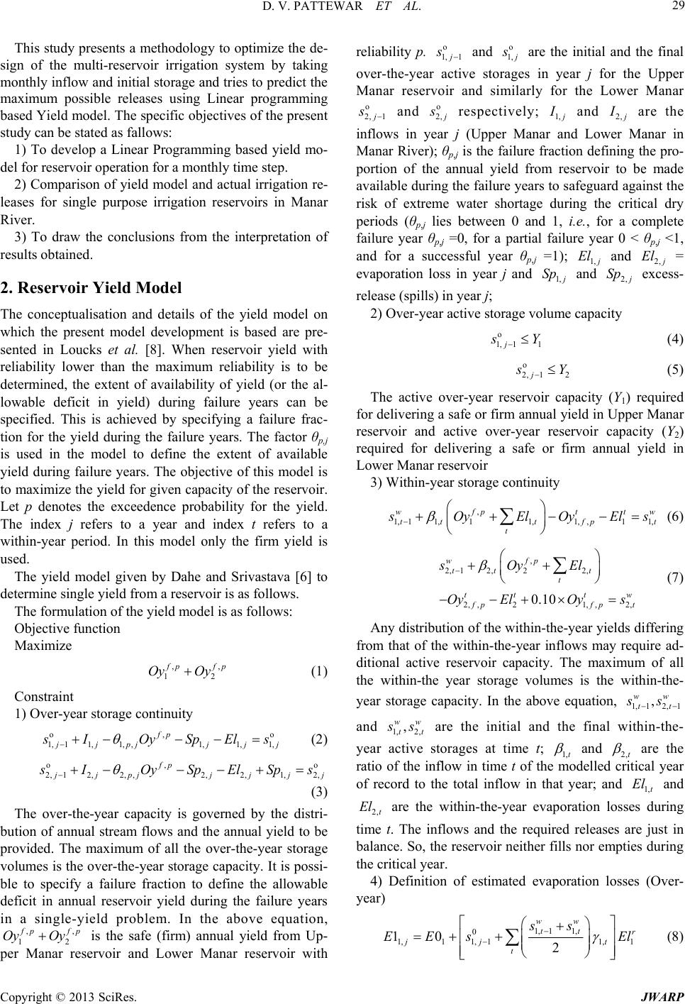Yield Estimation for a Single Purpose Multi-Reservoir System Using LP Based Yield Model