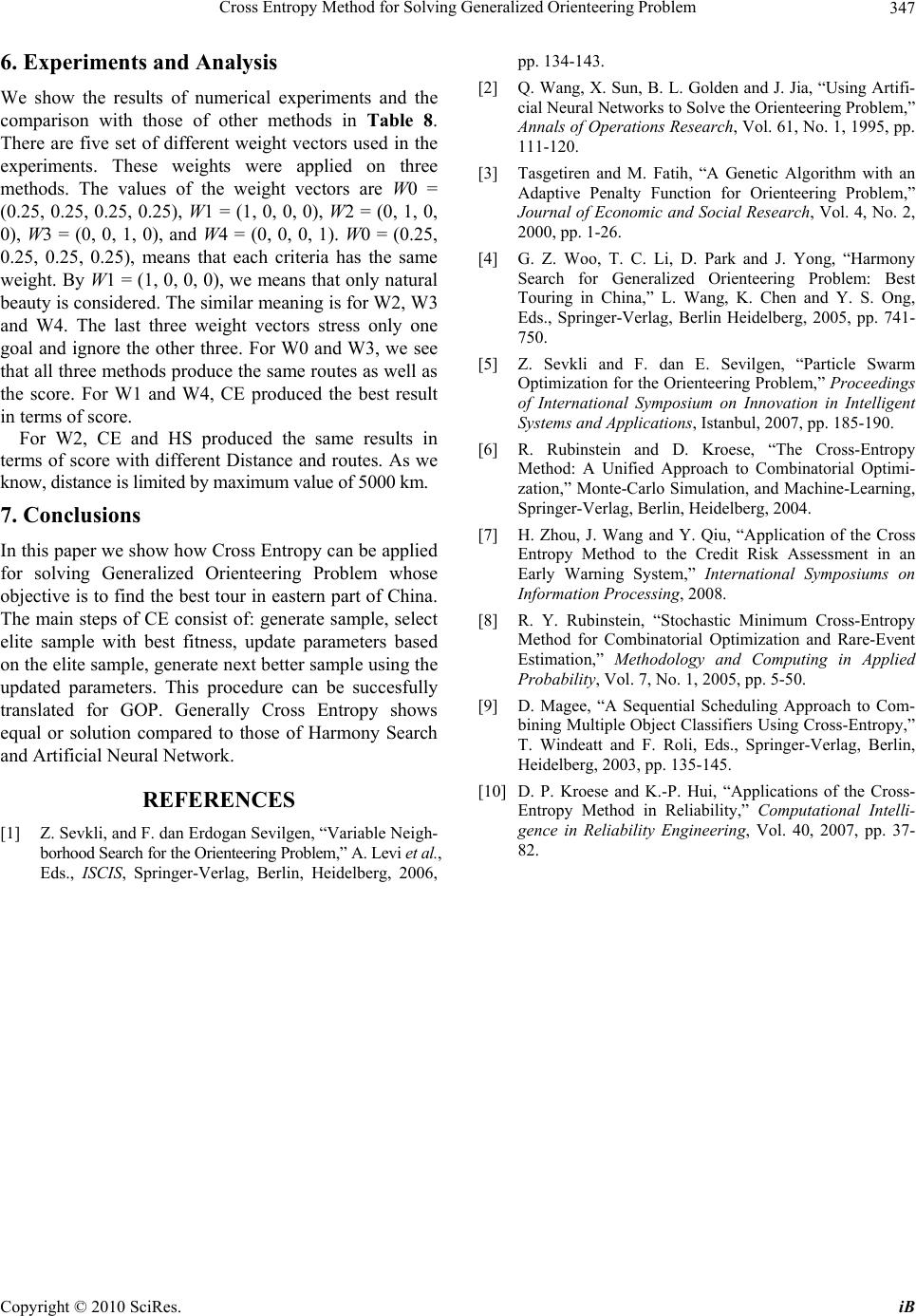 Cross Entropy Method for Solving Generalized Orienteering Problem
