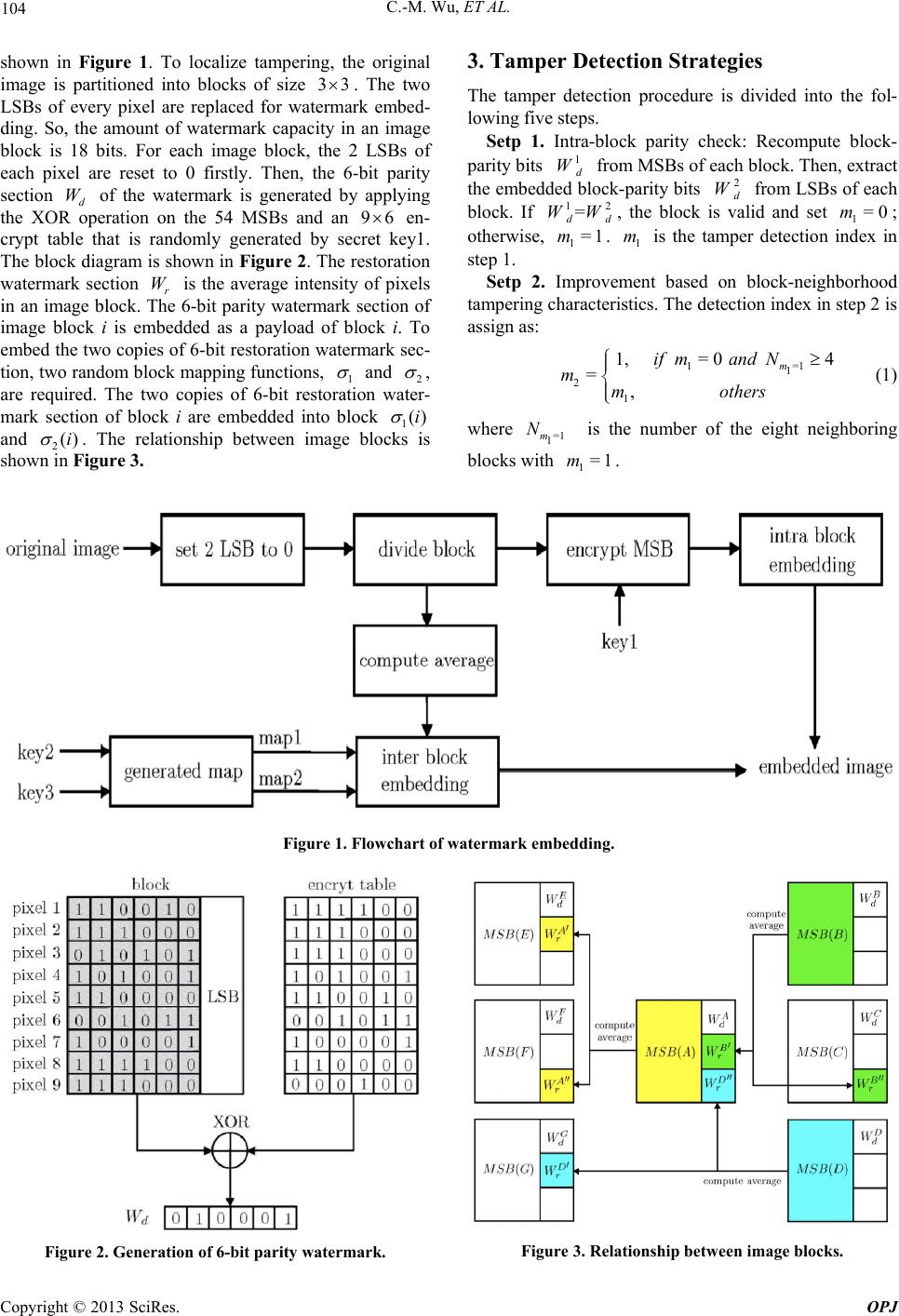 A Simple Image Tamper Detection and Recovery Based on Fragile Watermark with One Parity Section ...
