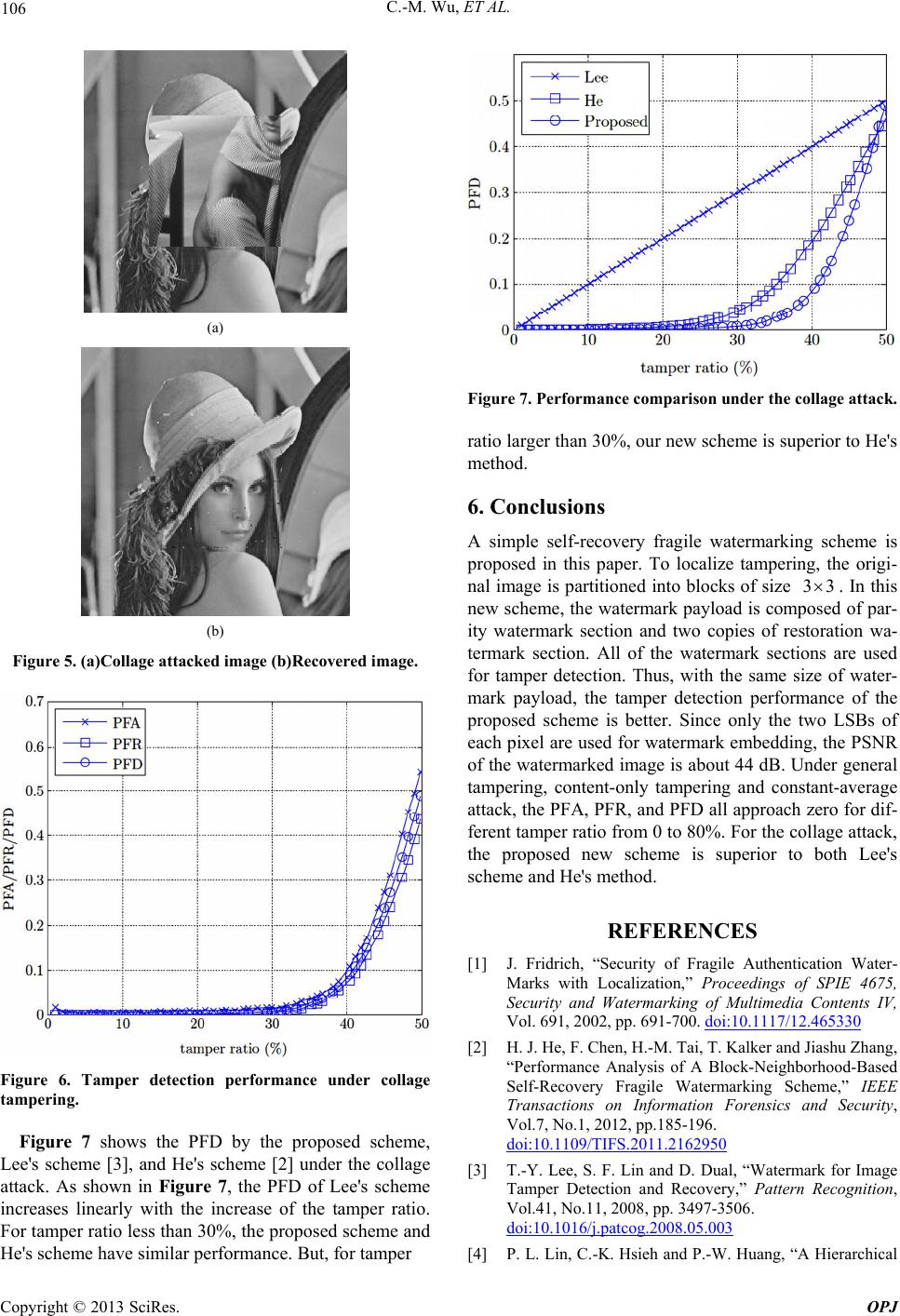 A Simple Image Tamper Detection and Recovery Based on Fragile Watermark with One Parity Section ...