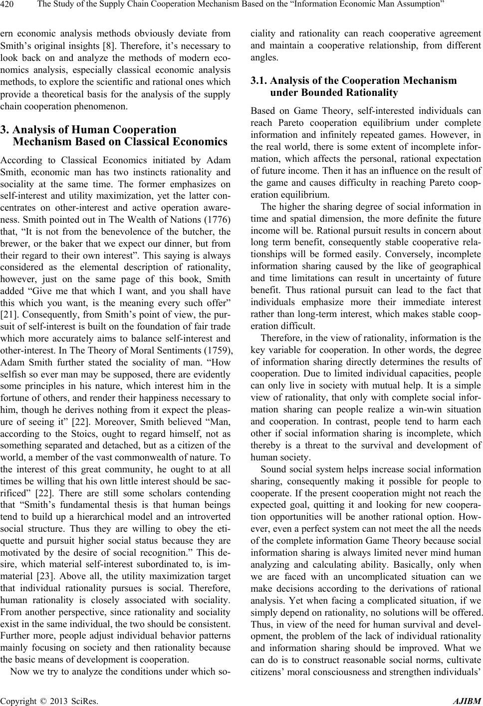 The Study of the Supply Chain Cooperation Mechanism Based on the ...