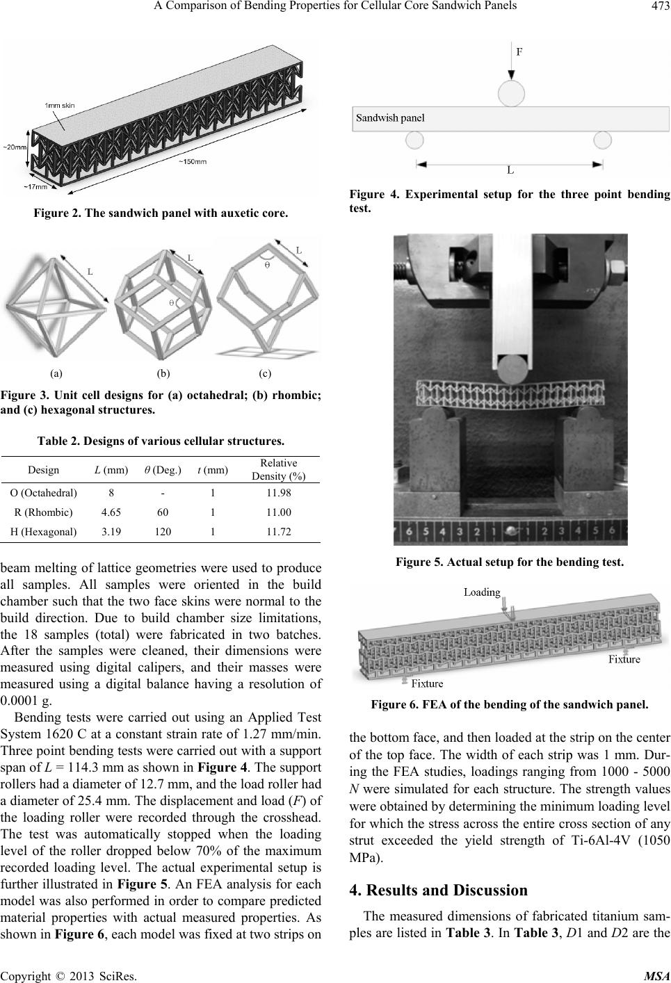 A Comparison of Bending Properties for Cellular Core Sandwich Panels