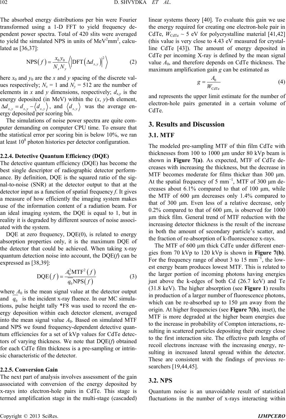 Performance of Large Area Thin-Film CdTe Detector in Diagnostic X-Ray ...