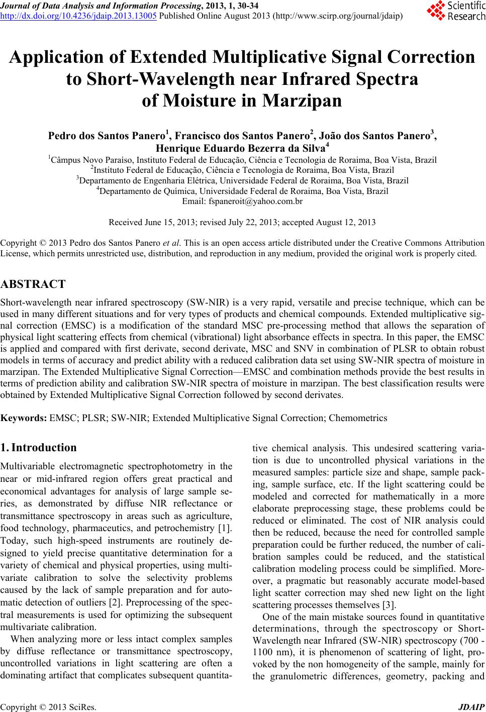 Application of Extended Multiplicative Signal Correction to Short ...
