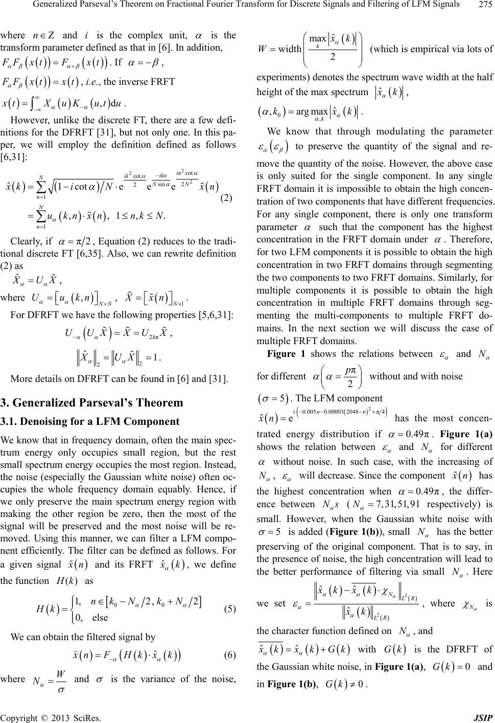 Generalized Parseval’s Theorem on Fractional Fourier Transform for Discrete Signals and ...