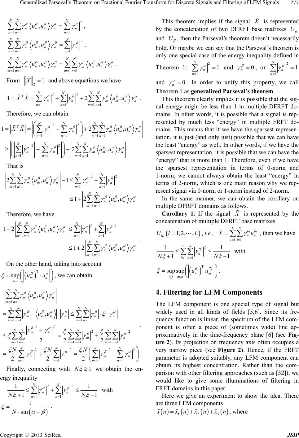 Generalized Parseval’s Theorem on Fractional Fourier Transform for Discrete Signals and ...
