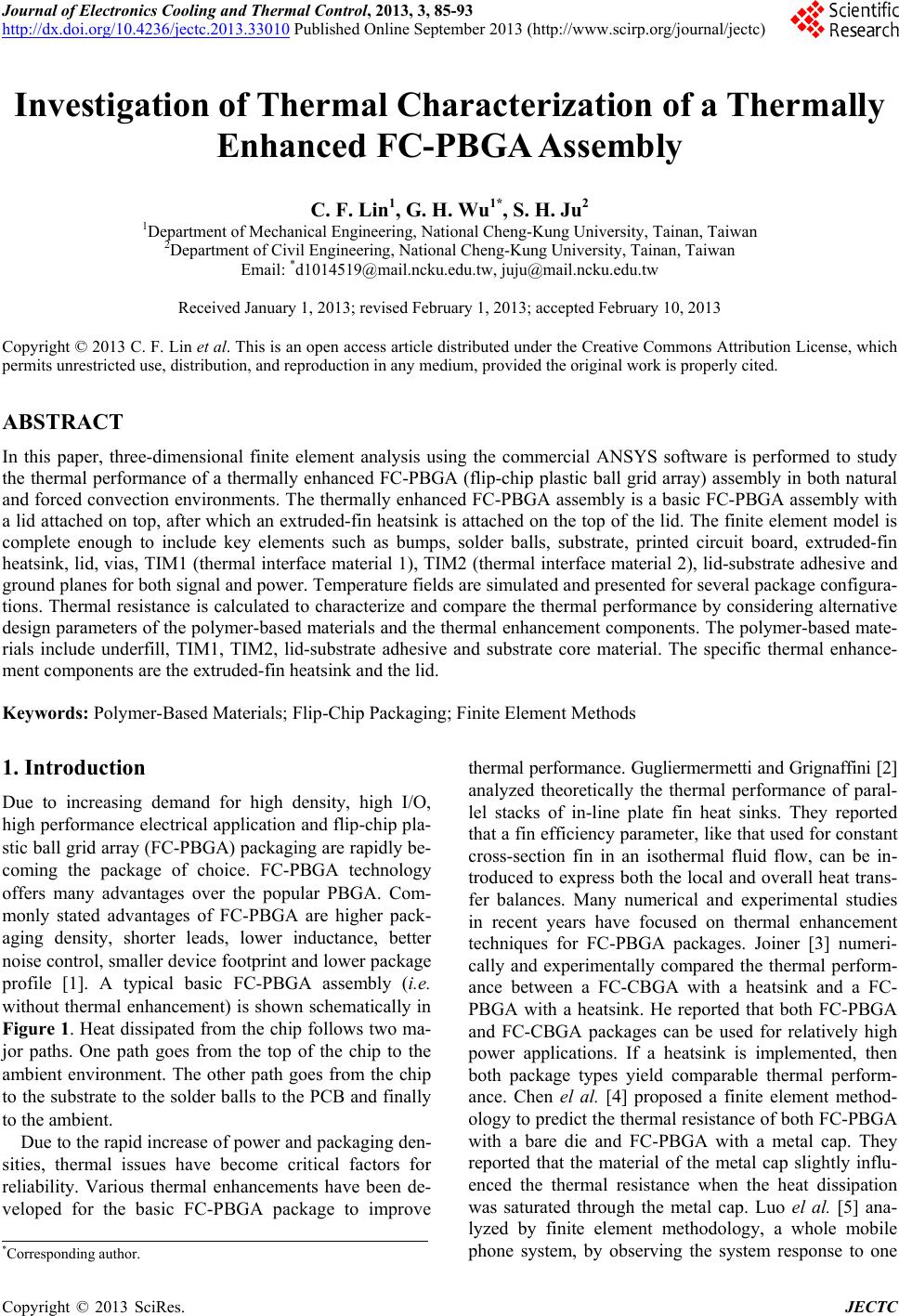 Investigation of Thermal Characterization of a Thermally Enhanced FC ...