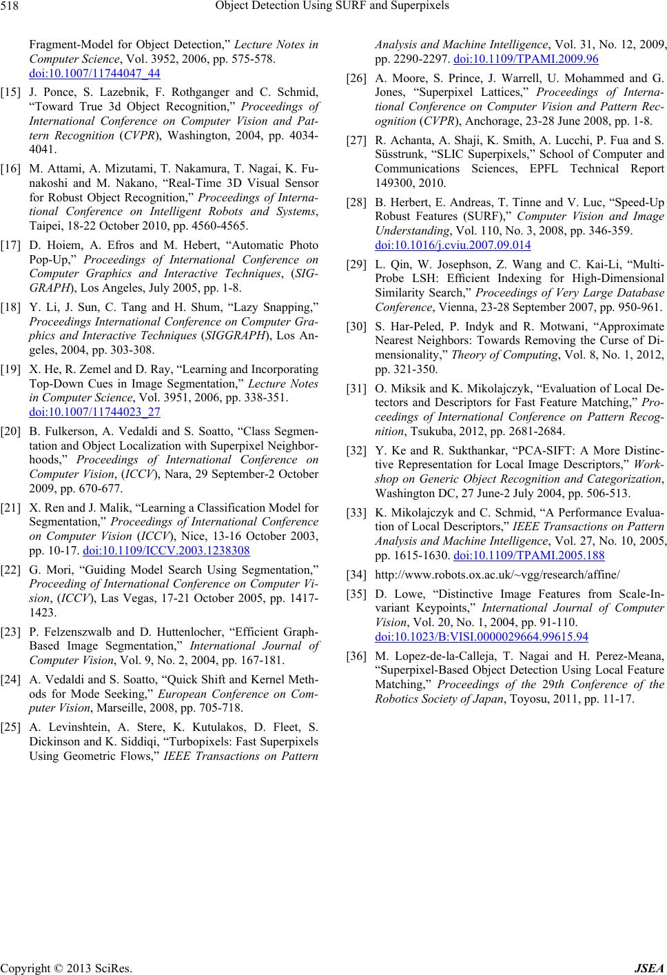 Object Detection Using SURF and Superpixels
