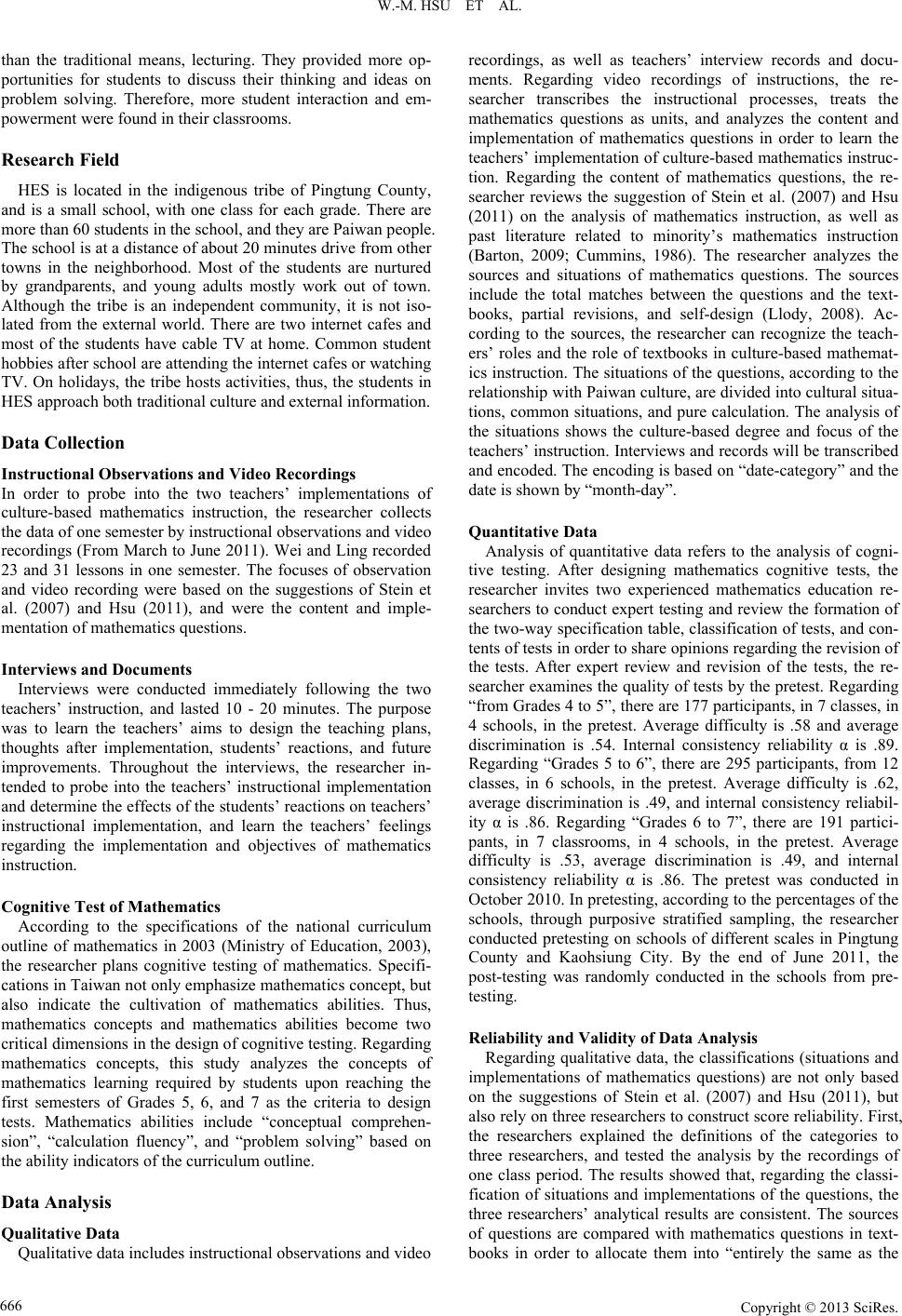 Exploring Teaching Performance and Students’ Learning Effects by Two ...
