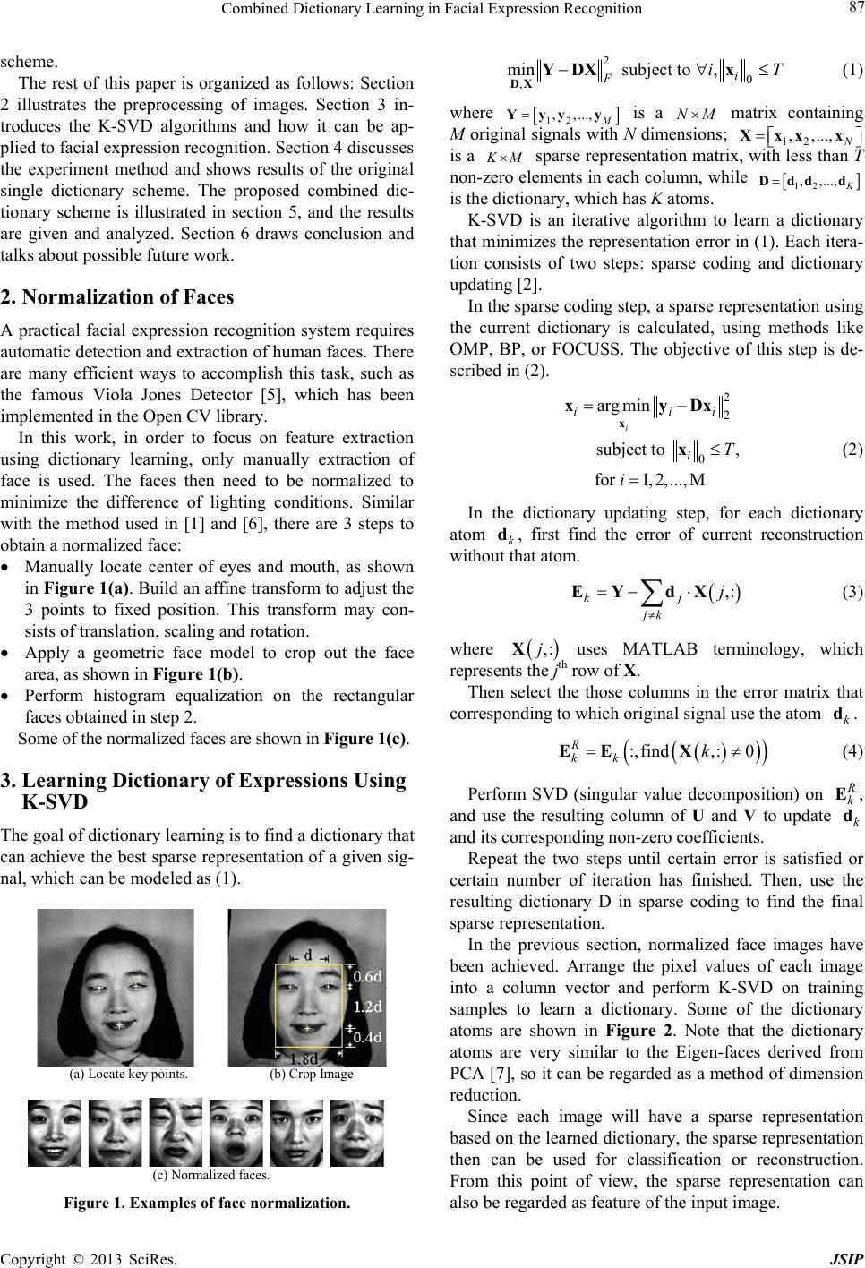 Combined Dictionary Learning in Facial Expression Recognition