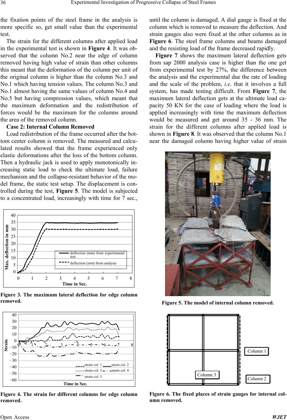 Experimental Investigation of Progressive Collapse of Steel Frames