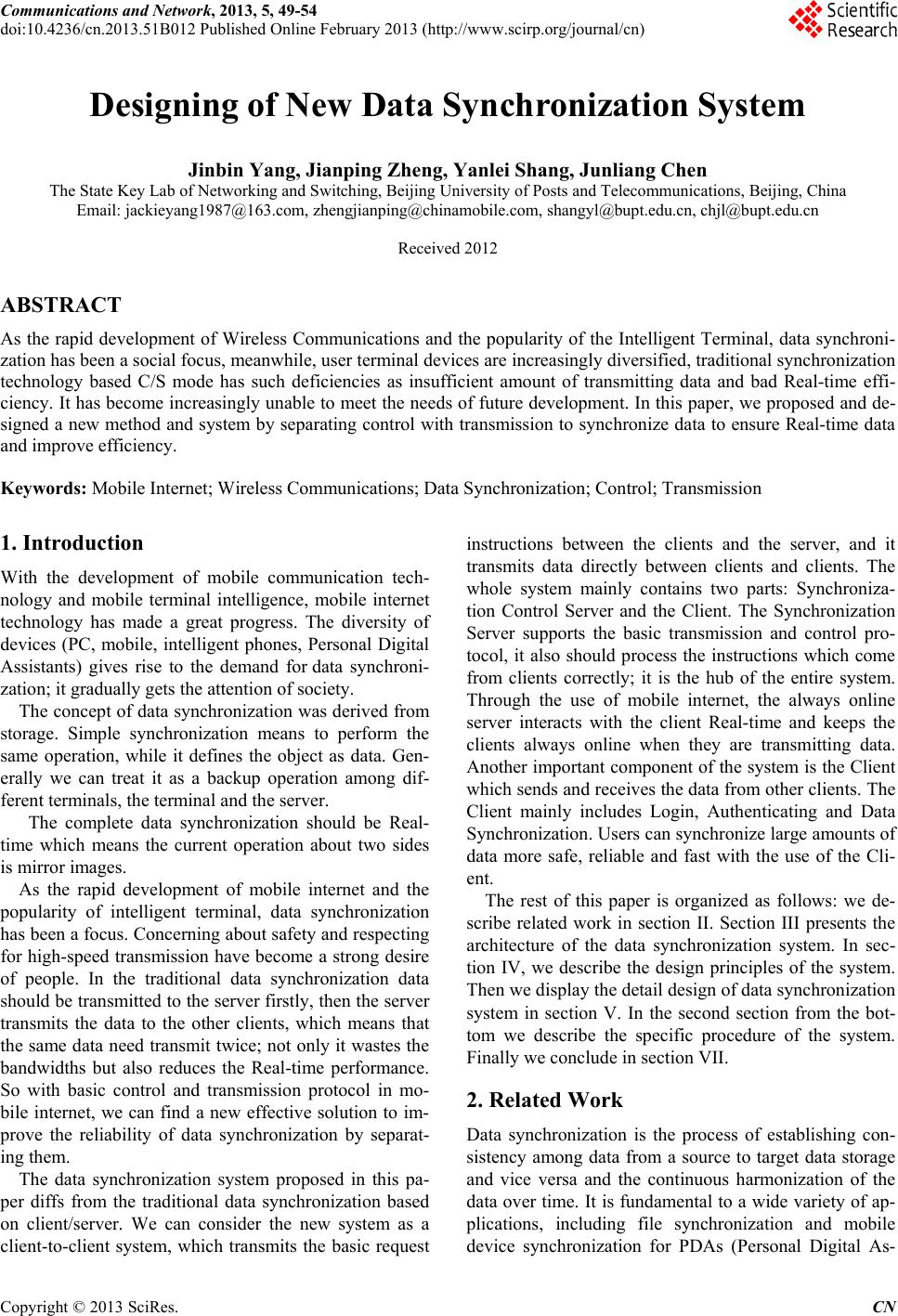 Designing of New Data Synchronization System