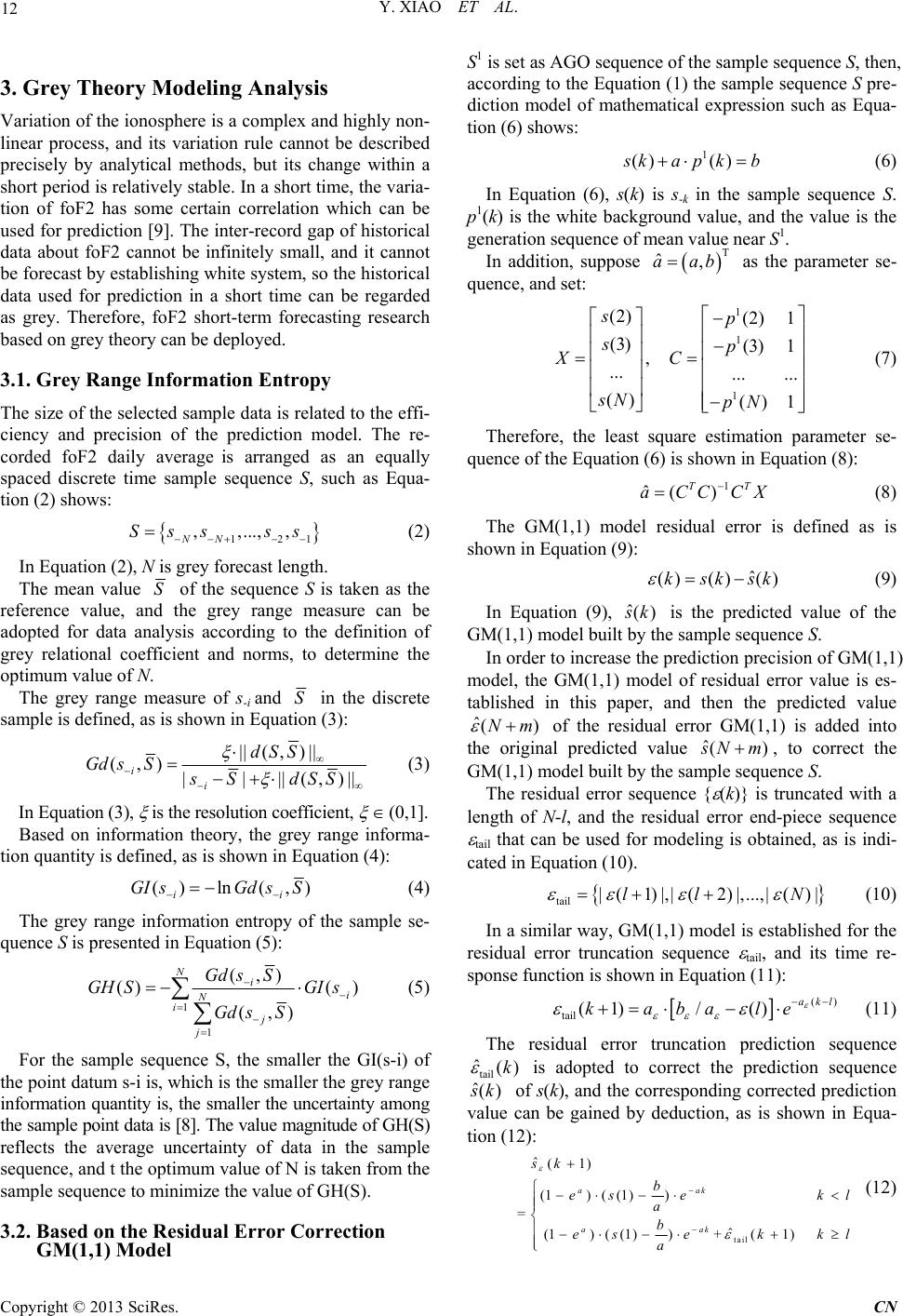 Application of Grey Theory to Ionospheric Short-term Forecasting