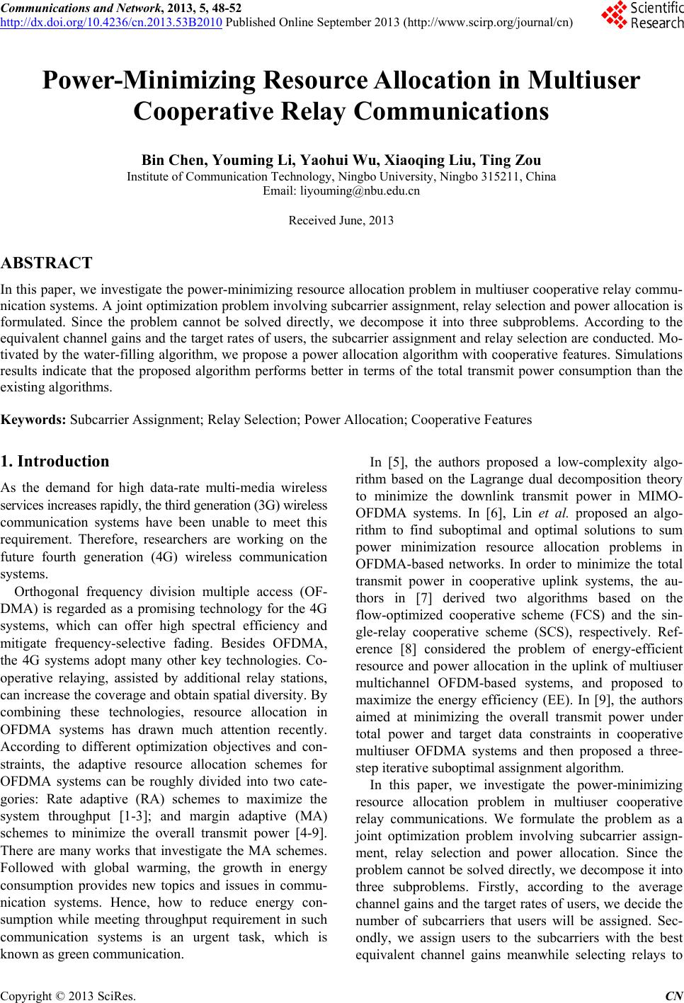 Power-Minimizing Resource Allocation in Multiuser Cooperative Relay Communications