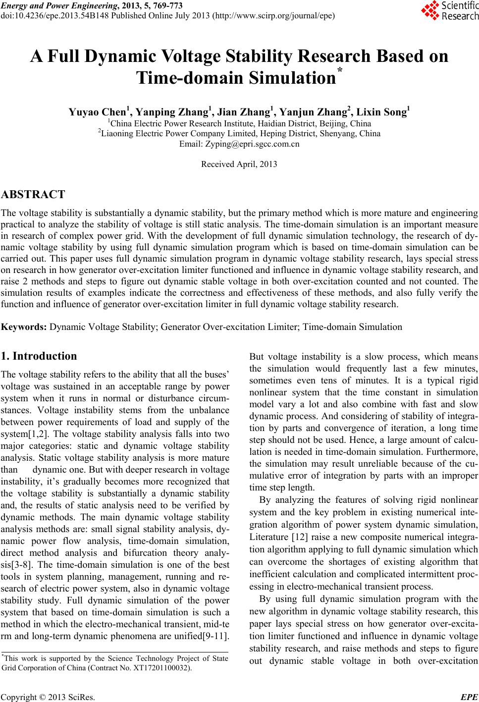A Full Dynamic Voltage Stability Research Based on Time-domain Simulation