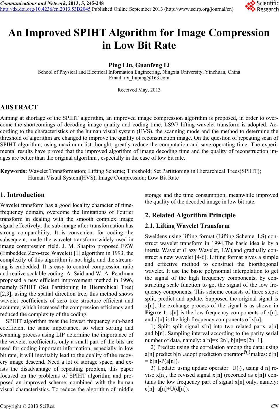 An Improved Spiht Algorithm For Image Compression In Low Bit Rate