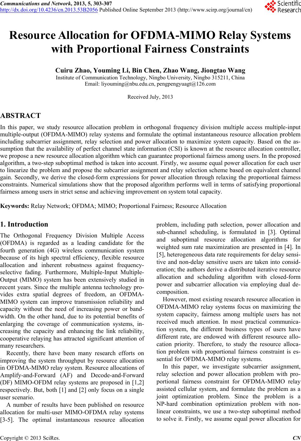 Resource Allocation for OFDMA-MIMO Relay Systems with Proportional Fairness Constraints