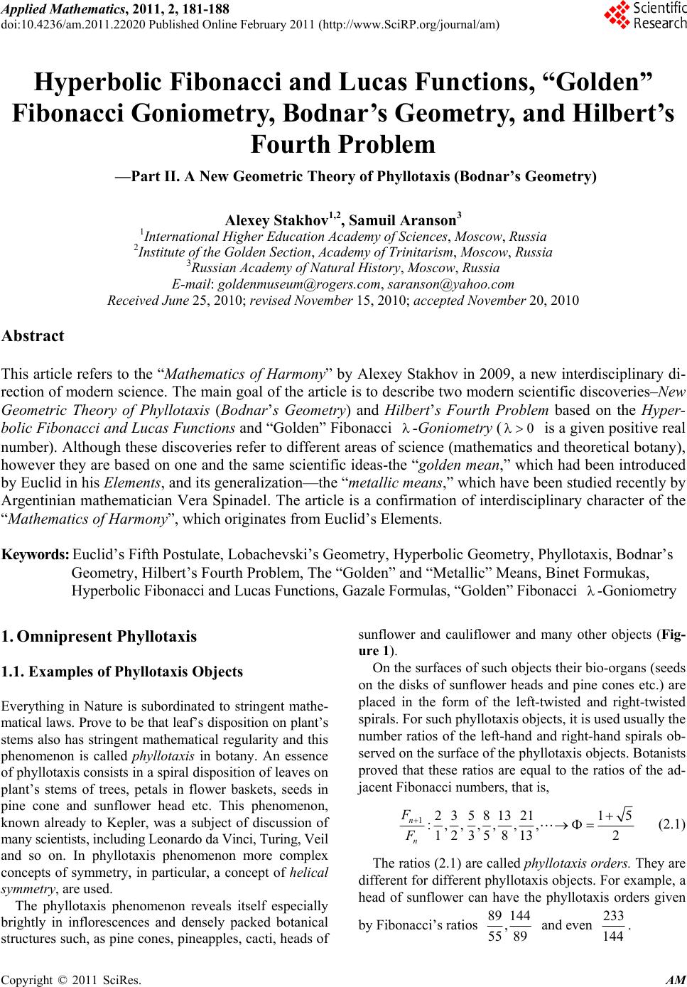 Hyperbolic Fibonacci and Lucas Functions, “Golden” Fibonacci Goniometry, Bodnar’s Geometry, and ...