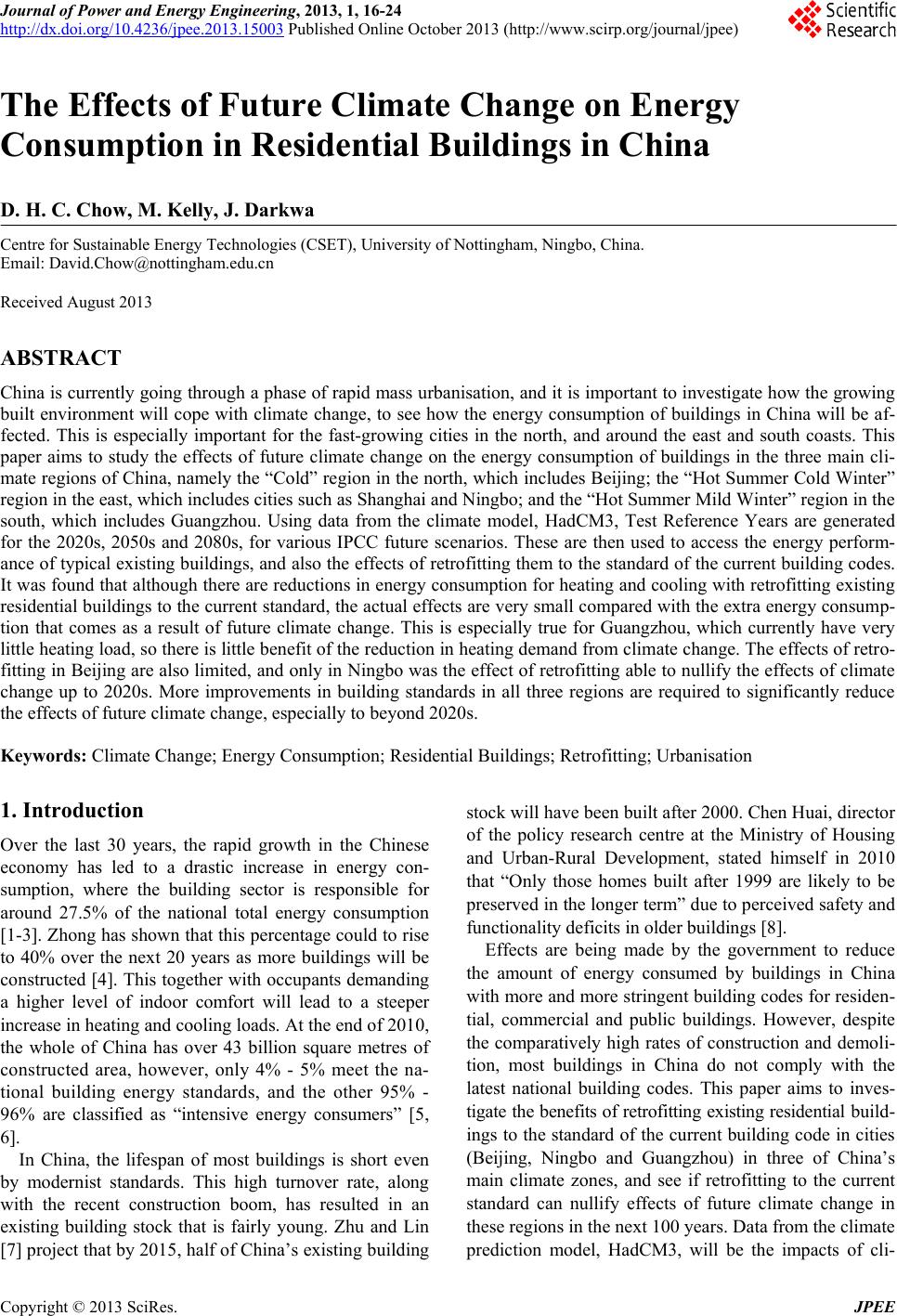 The Effects of Future Climate Change on Energy Consumption in ...