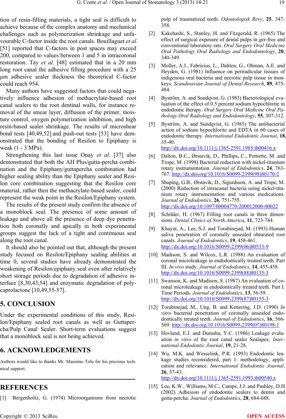 Fluid filtration and dye leakage testing of Resilon/Epiphany and ...