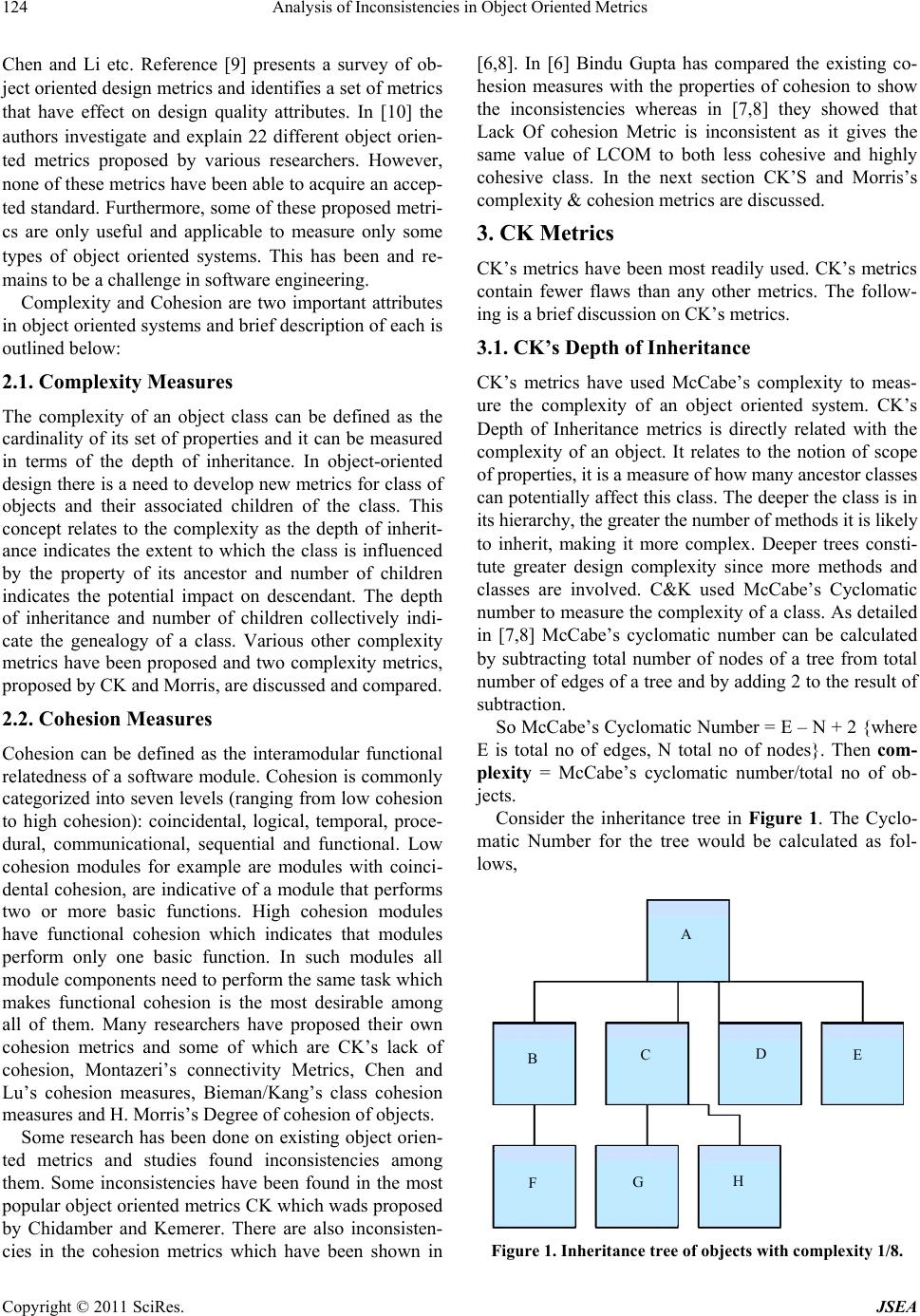 Analysis of Inconsistencies in Object Oriented Metrics