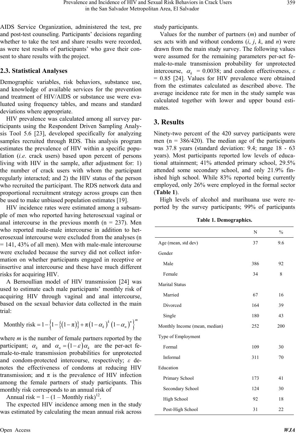 Prevalence And Incidence Of Hiv And Sexual Risk Behaviors In Crack