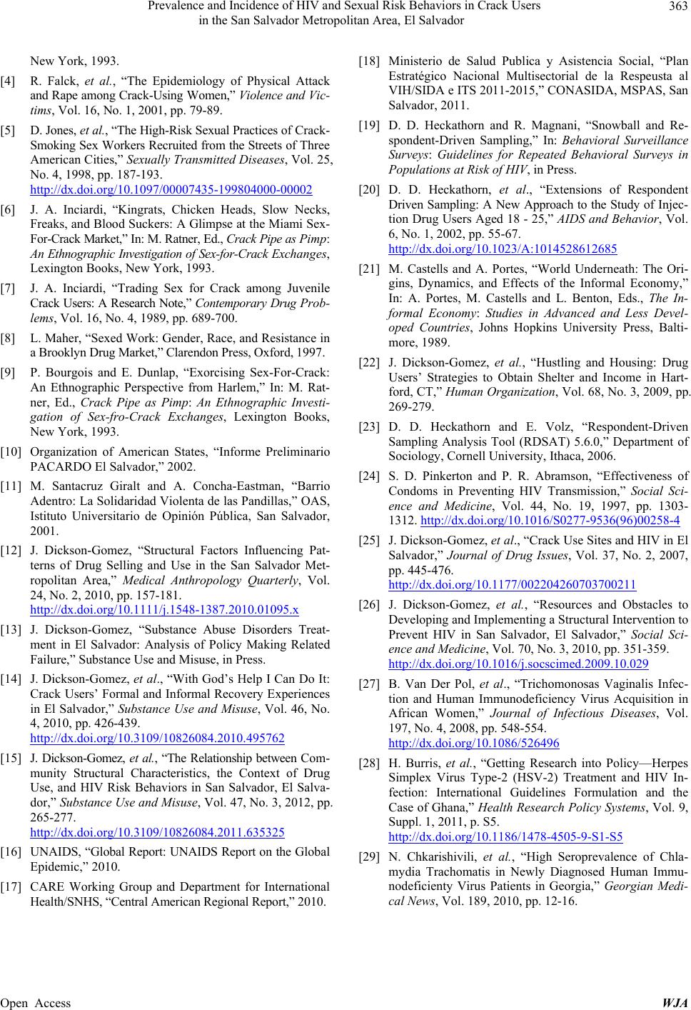 Prevalence And Incidence Of Hiv And Sexual Risk Behaviors In Crack