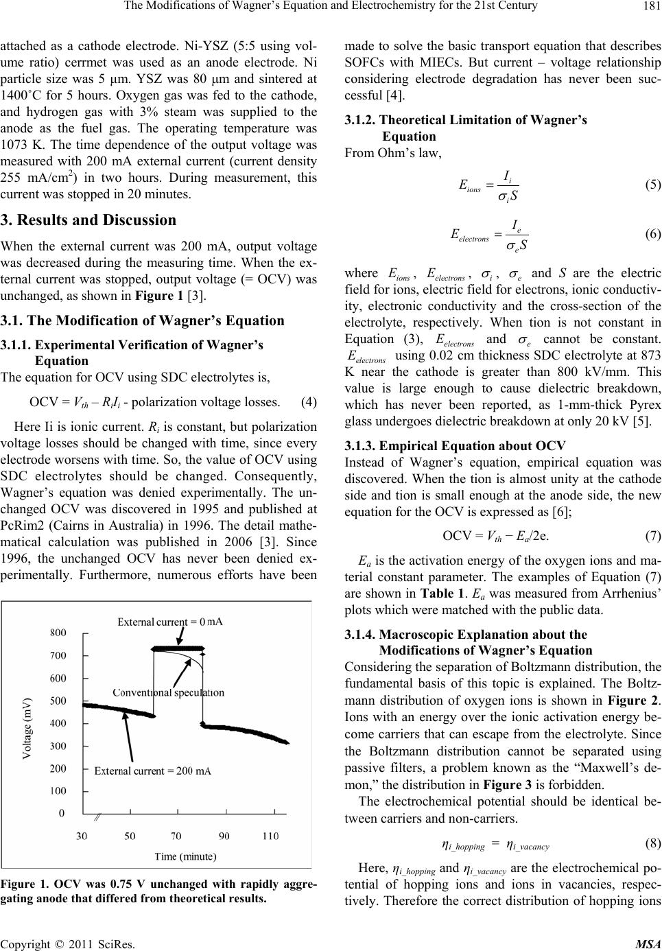 The Modifications of Wagner’s Equation and Electrochemistry for the ...