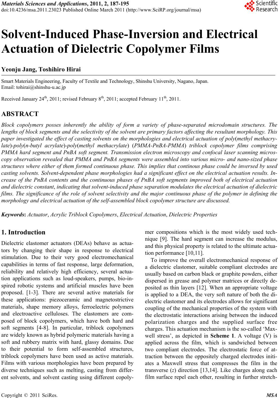Solvent-Induced Phase-Inversion and Electrical Actuation of Dielectric ...