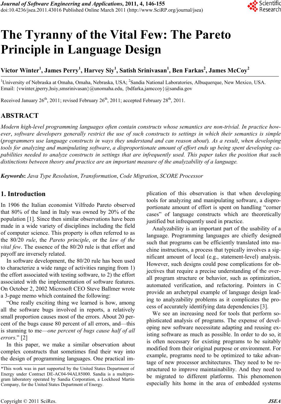 The Tyranny of the Vital Few: The Pareto Principle in Language Design