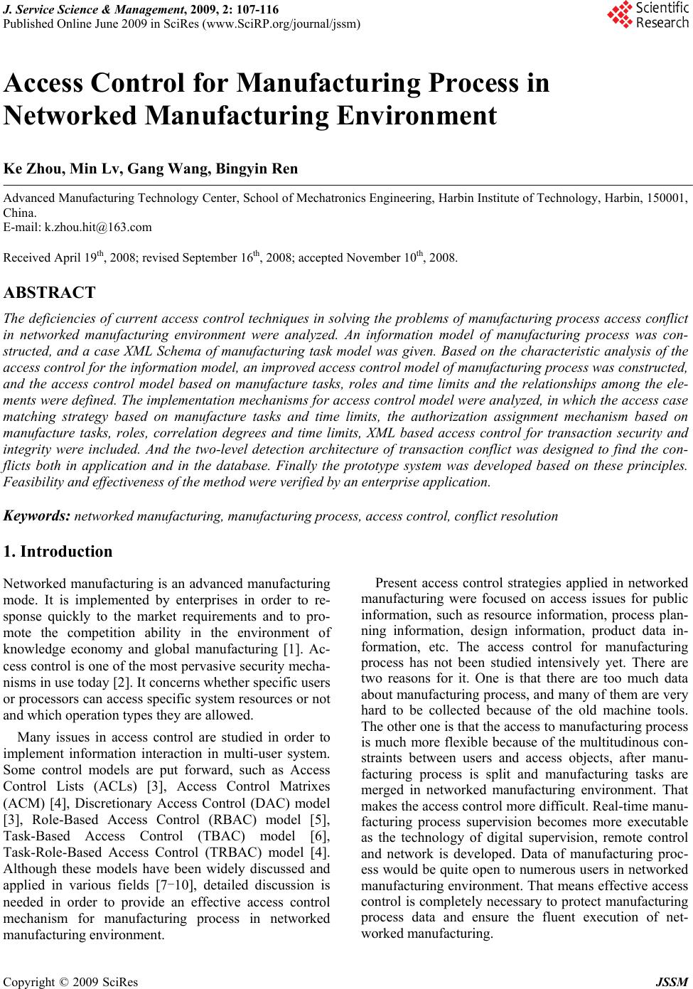 Access Control for Manufacturing Process in Networked Manufacturing ...