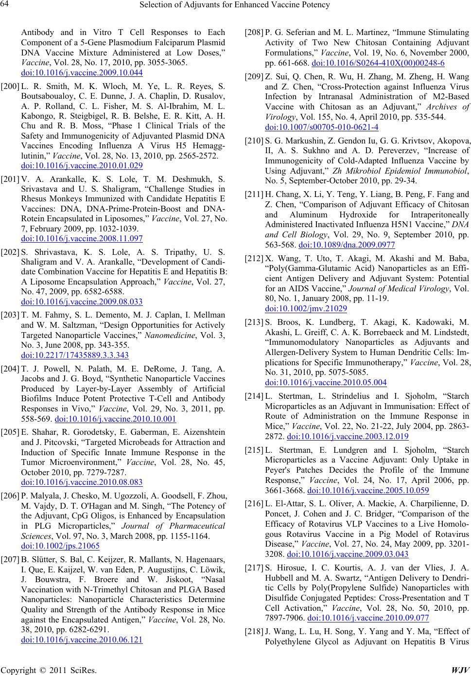 Selection of Adjuvants for Enhanced Vaccine Potency
