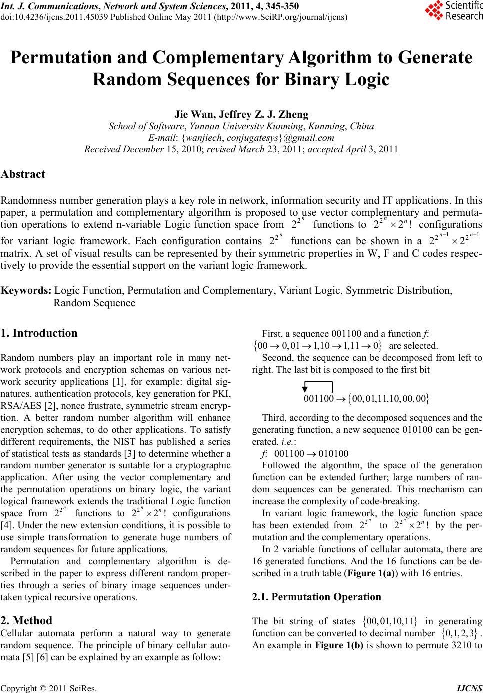 Permutation And Complementary Algorithm To Generate Random Sequences 