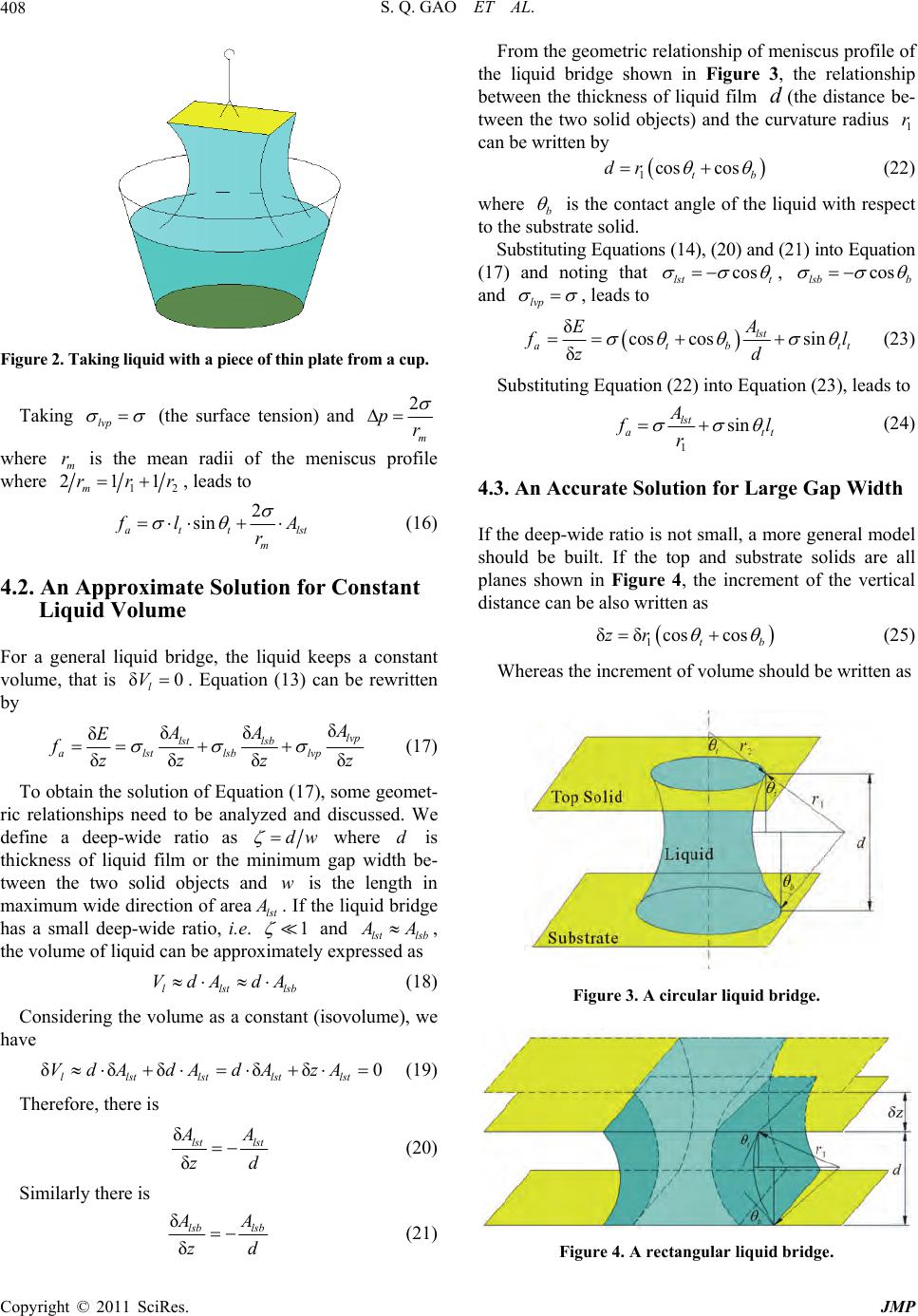 The Liquid-Bridge with Large Gap in Micro Structural Systems
