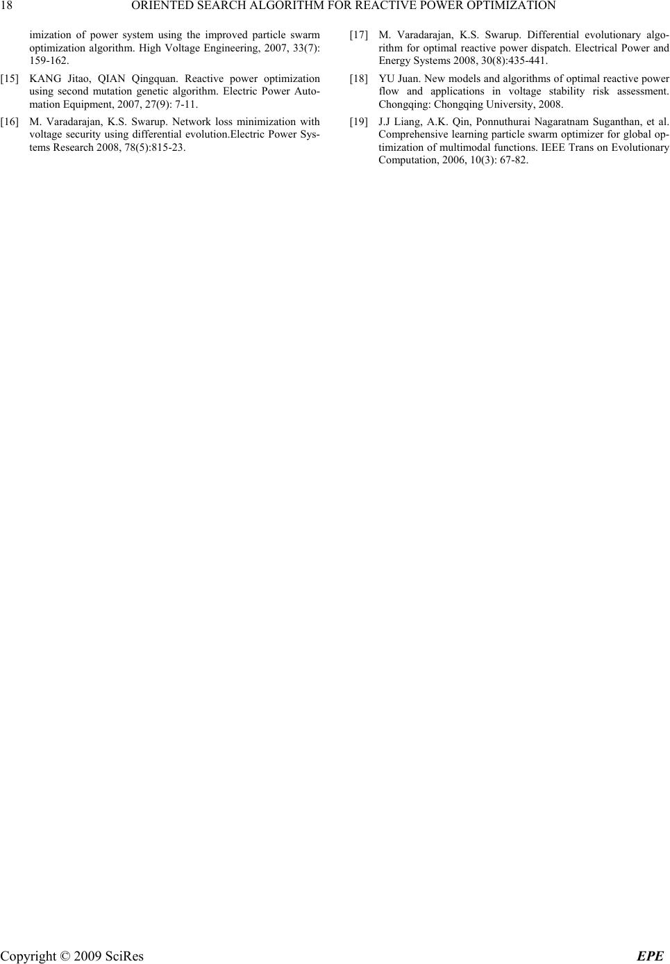 Oriented Search Algorithm for Reactive Power Optimization