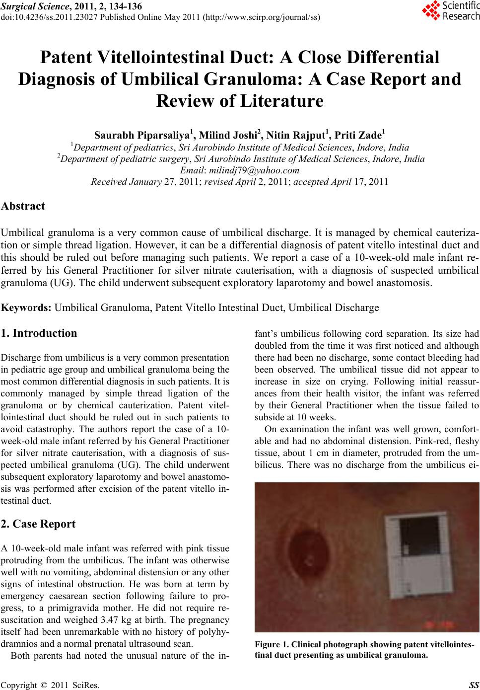 Patent Vitellointestinal Duct: A Close Differential Diagnosis of ...