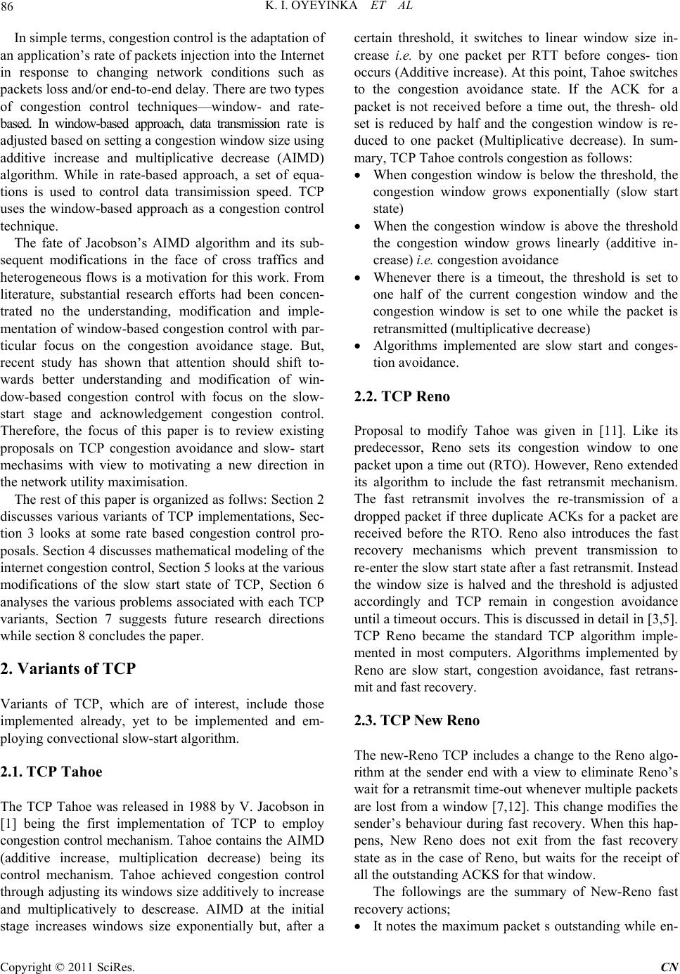 TCP Window Based Congestion Control -Slow-Start Approach
