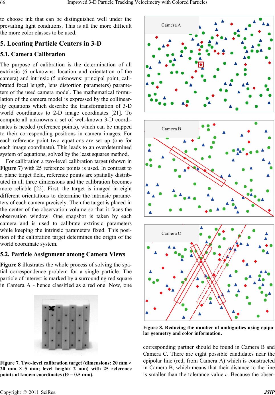 Improved 3-D Particle Tracking Velocimetry with Colored Particles